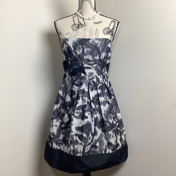 BCBGMaxAzria | Dresses | Bcbg Womens Black Gray Strapless Midi Formal ...